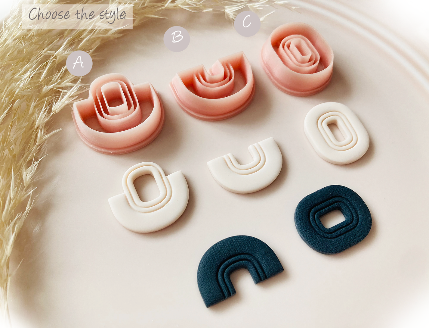 Art Deco Style Round Square Rectangle Shape Polymer Clay Jewellery Cut ...